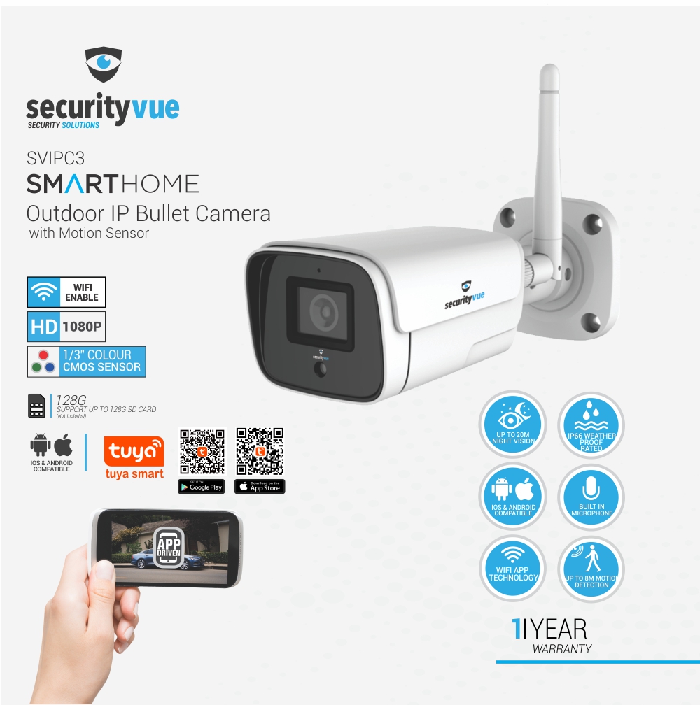 SECURITYVUE SMARTHOME OUTDOOR IP BULLET CAMERA WITH MOTION SENSOR - GENTECH